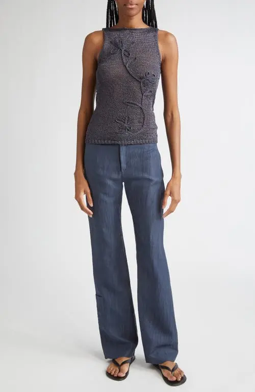 Paloma Wool Skipp Floral Embroidered Sleeveless Top - Dark Grey